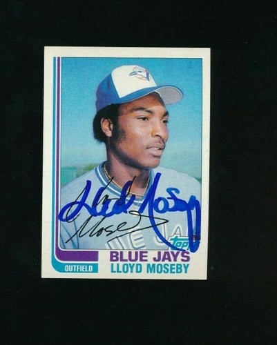 1982 Topps # Lloyd Moseby signed autograph crisp blue sharpie 2nd yr ...
