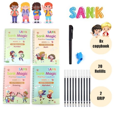 8x Magic Sank Practice Copybook Groove Handwriting Copy Book ...