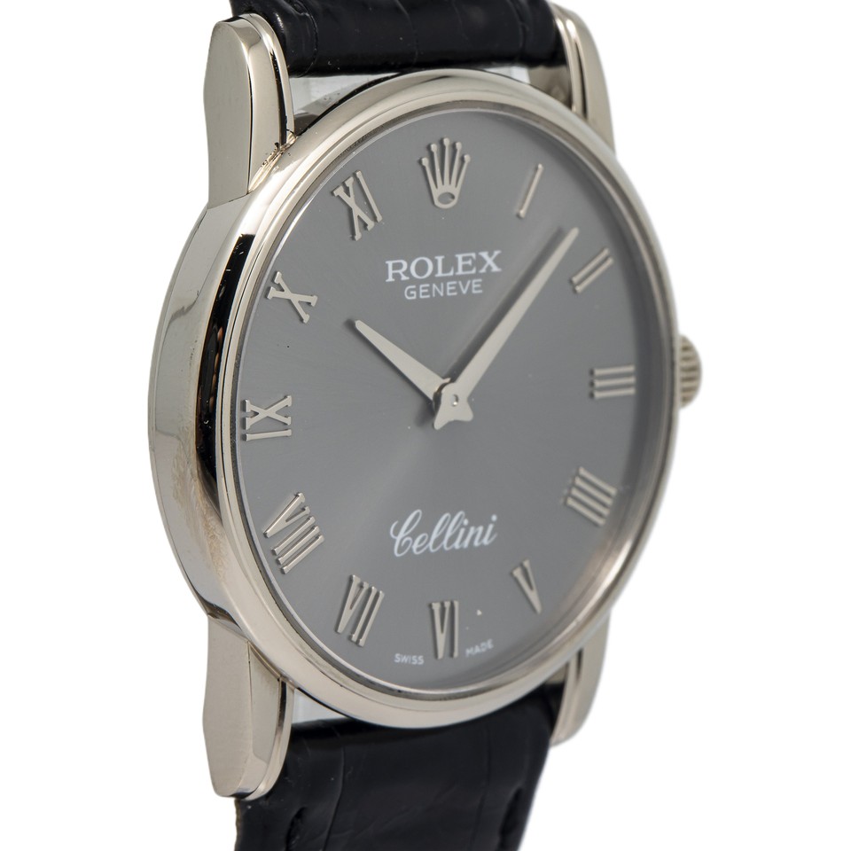 Rolex Cellini 5116 18k White Gold Gray Roman Dial Manual Winding Watch ...