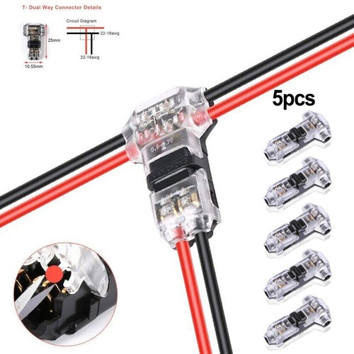 12V T2 Wire Cable Terminal Joiner 5PCS Snap In Connectors for Auto ...