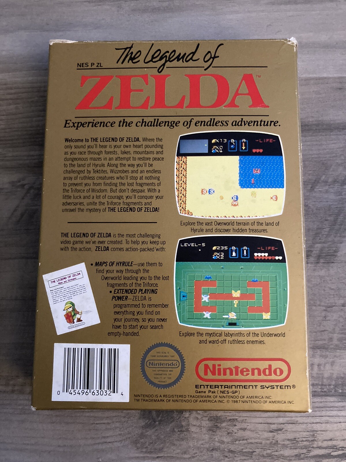 Zelda original NES Nintendo game gold cartridge complete in original ...