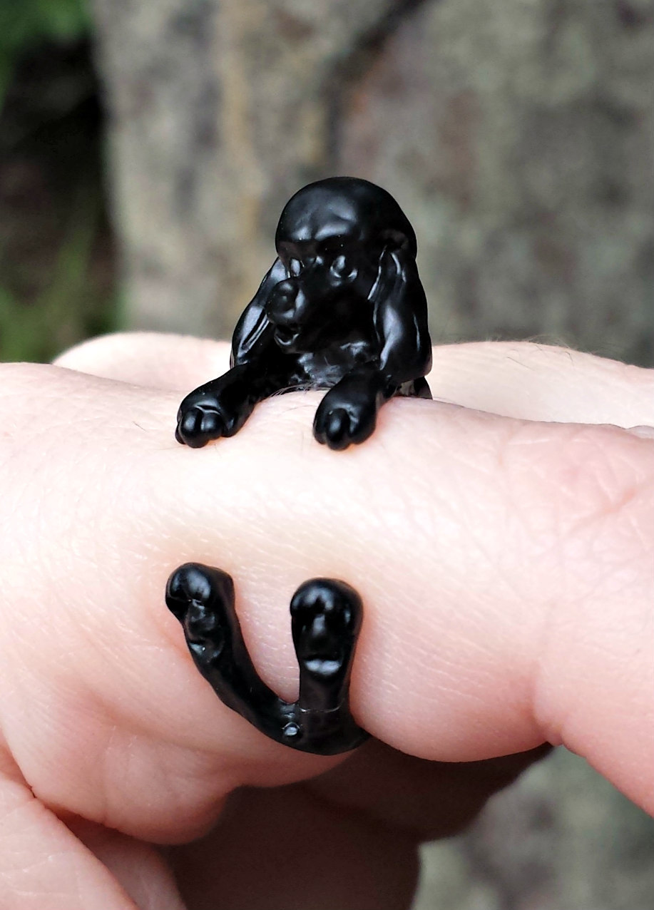 Poodle Ring - Adjustable Wrap Dog Ring - Silver, Black, Gold Animal Pet ...
