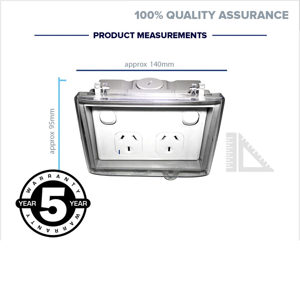 NEW Outdoor GPO Waterproof Double Power Point + Weatherproof Clear Lid ...