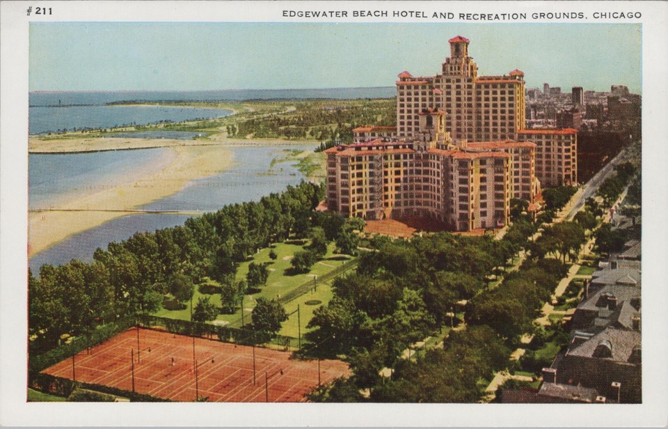 Edgewater Beach Hotel Rec. Grounds Chicago IL White Boarder Vintage ...