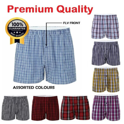 Pack of 3 Men's Woven Boxer Shorts Trunks, Comfort Fit Boxers Men's ...