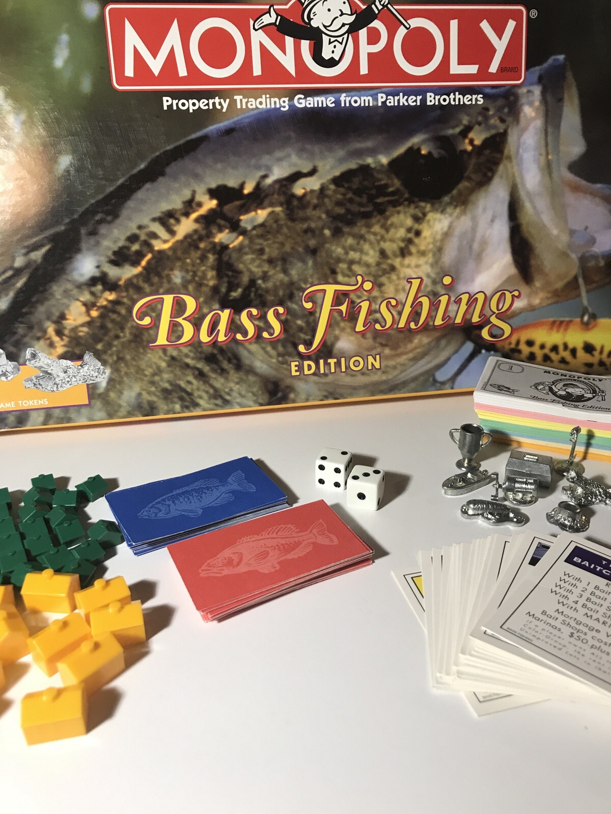 PARKER BROTHERS MONOPOLY BASS FISHING EDITION BOARD GAME 1998 EUC ...