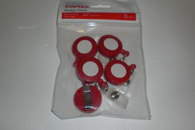 Staples 33” Retractable Badge Reels ID Holders PACK WITH 5 | eBay