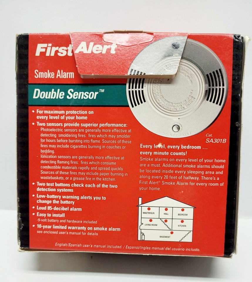 First Alert Double Sensors Smoke Detector SA301B Fire Alarm Vintage ...