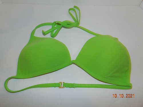 Victorias Secret lined Triangle Swim Bikini Top lime green string 36B ...