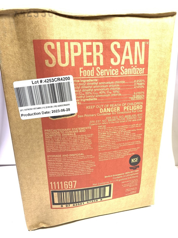 2-Gallons Super San SnapPac Food Service Sanitizer Restaurant Kitchen ...