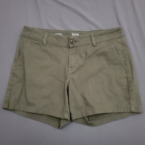 ANA Shorts Womens Size 4 Twill Chino Mid Rise 4.5" Inseam Cotton Green ...