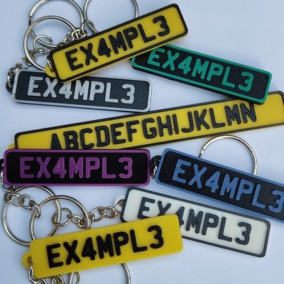Customisable Car Number Registration Plate Font 3D Printed Keyring ...