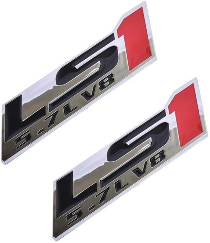 2pcs LS1 5.7L V8 Engine Emblems Badge for Gm Chevy Silverado Pair Red ...