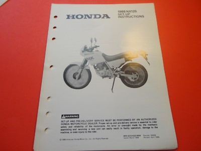 OEM ORGINIAL FACTORY HONDA SET UP INSTRUCTIONS MANUAL 1988 NX125 | eBay