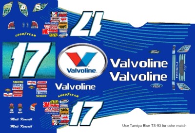 #17 Matt Kenseth Valvoline Ford 2008 1/24th Scale Nascar Waterslide ...