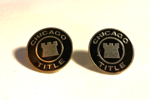 Vintage lot of 2 Chicago Title Company lapel pins 60 advertising .5 ...