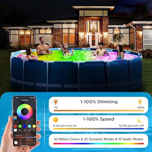 LyLmLe LED Above Ground Pool Lights - 10W RGB Dimmable Underwater Pool ...