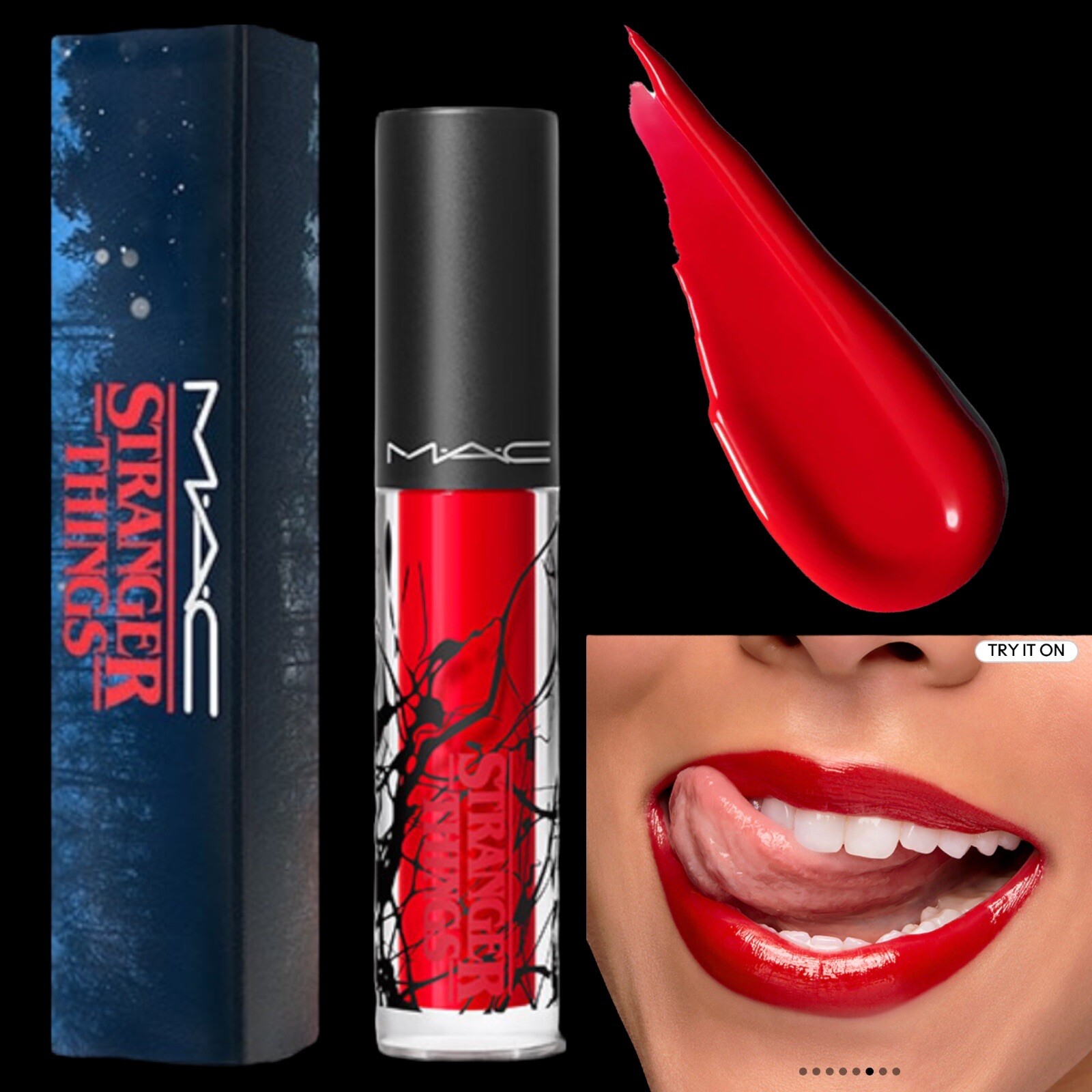 MAC X STRANGER THINGS Lipglass Lip Gloss ROCKIN ROBIN RED Full Size 3 ...