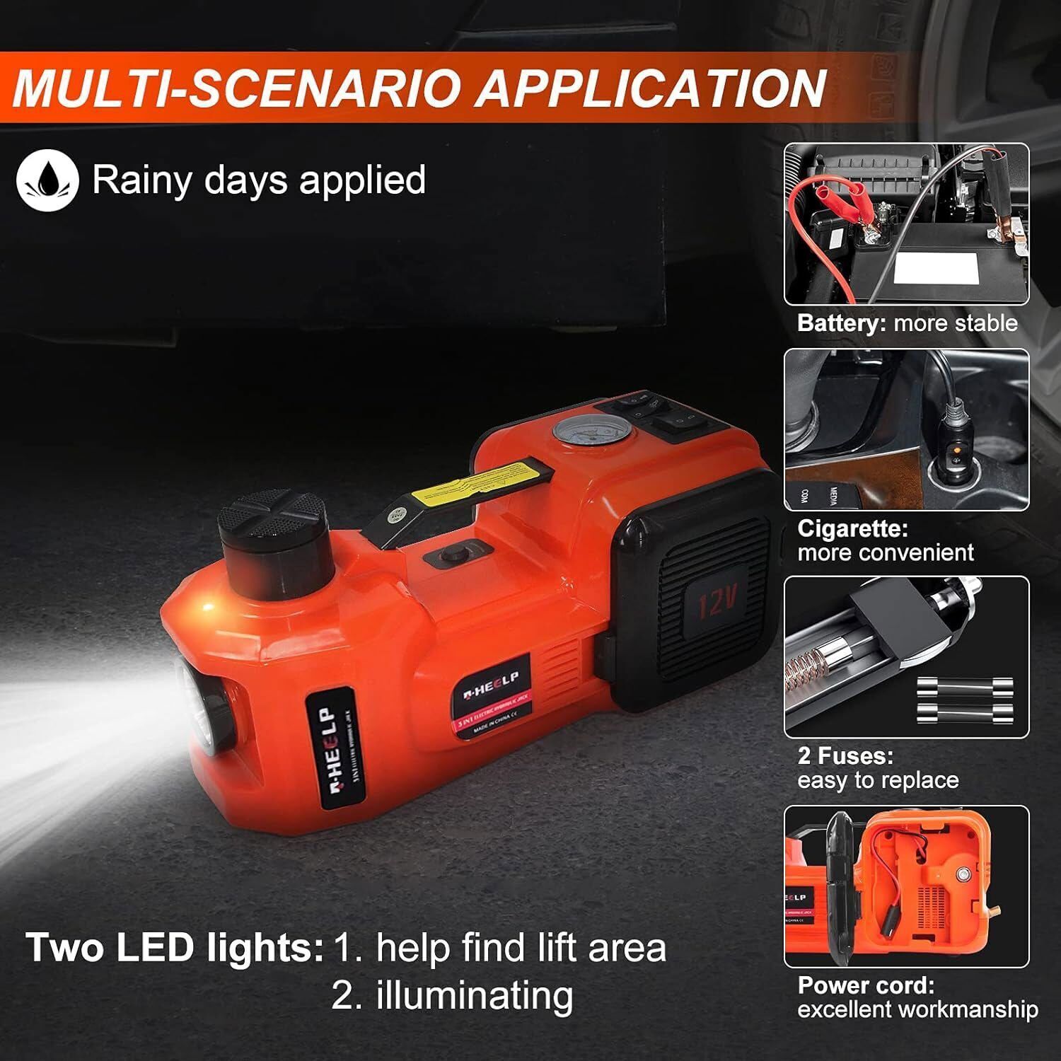 Electric Car Jack 3~5Ton 12V Electric Scissor Car Jack For SUV Truck RV ...