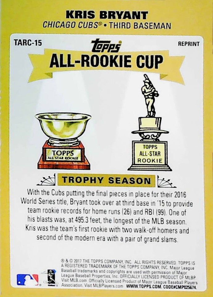 2017 Topps Chrome Update Target Exclusive Rookie Cup Kris Bryant ...
