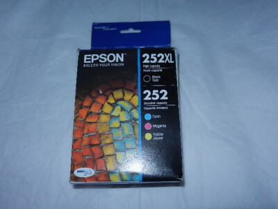 new genuine Epson 252XL Black 252 Color Ink cartridges set exp 4/25 ...