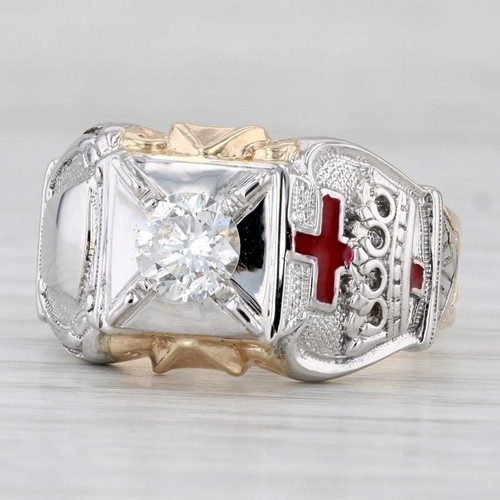 0.93ct Diamond Masonic Royal Arch Knights Templar Ring 14k Gold Size 11 ...