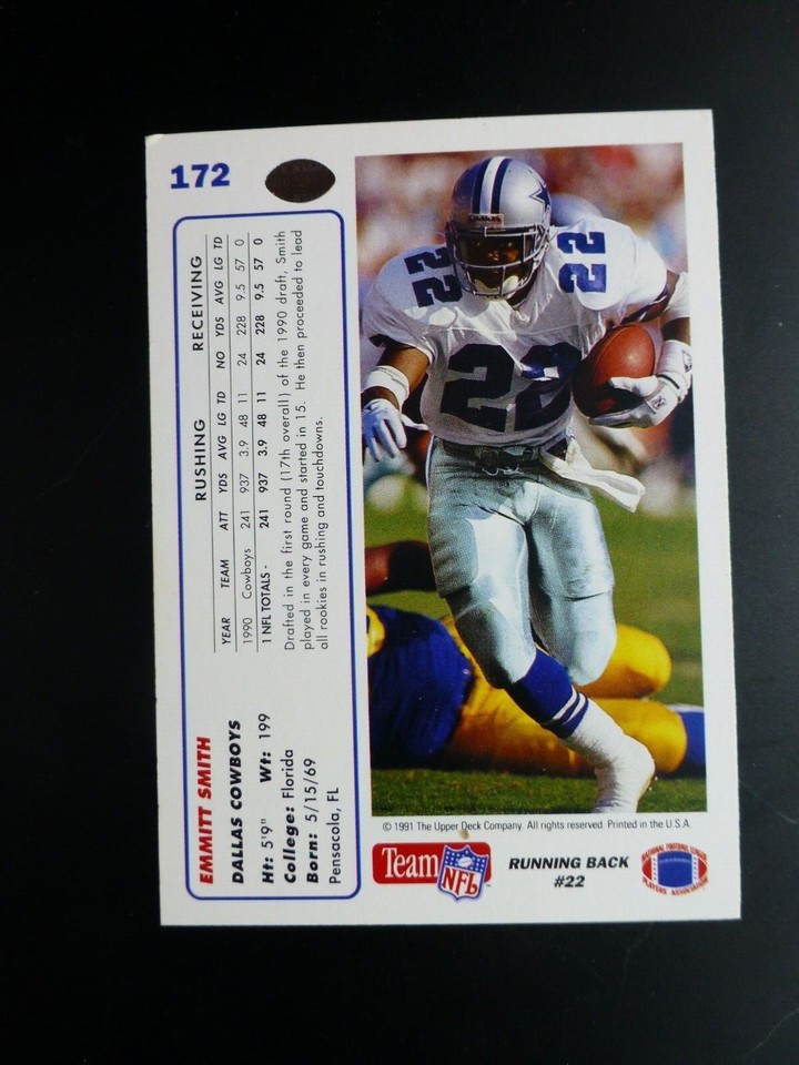 Emmitt Smith 1991 Upper Deck Football Card 172 | eBay