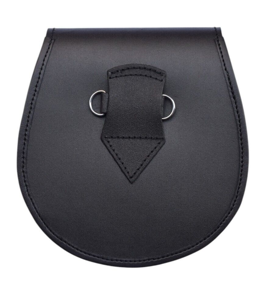 Scottish Men's Rabbit Fur Lion Rampant Black Leather Kilt Sporran ...