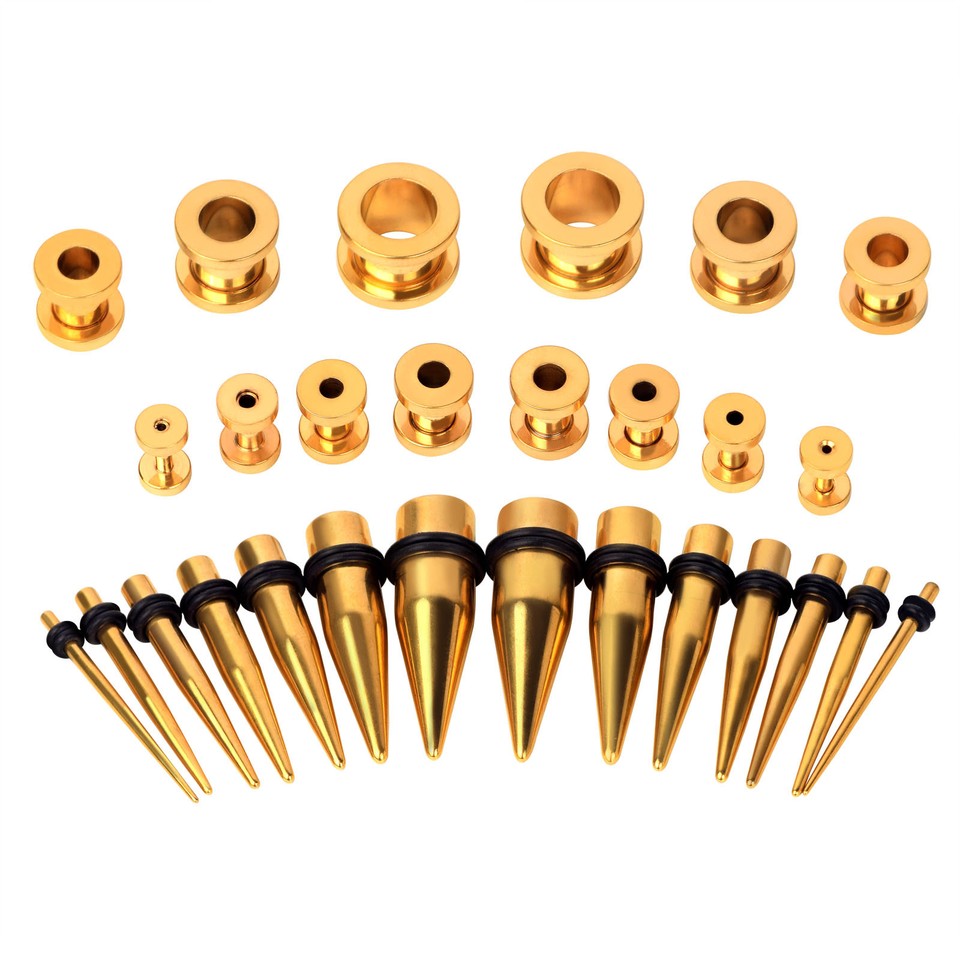 24PC Ear Stretching Kit 12G-00G Beginner Gauge Surgical Steel Taper ...