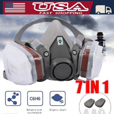 7-IN-1 Half Face Gas Mask Facepiece Spray Painting Respirator Gas Mask ...