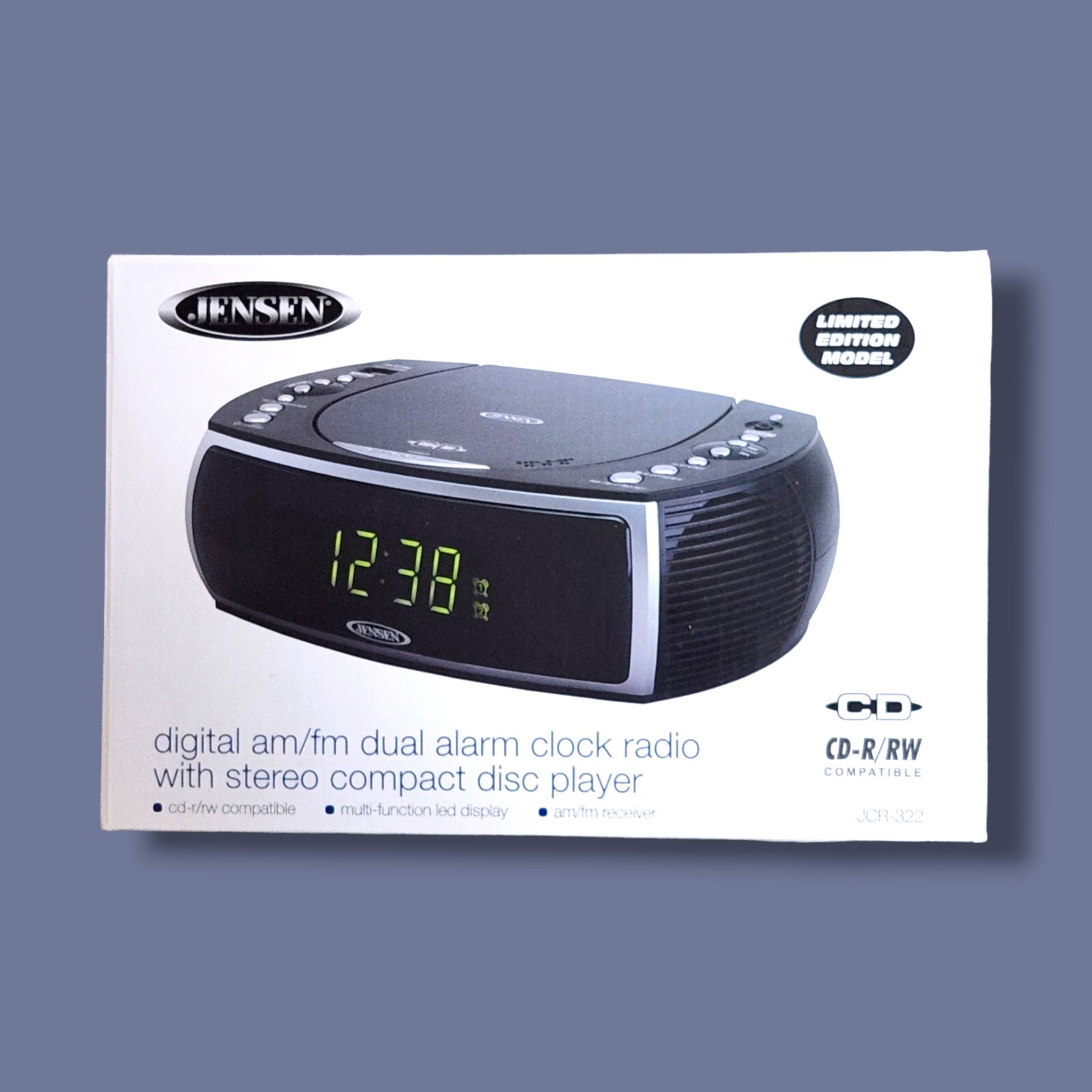 Jensen Jcr 322 Modern Home Cd Tabletop Stereo Clock Digital Am Fm Radio