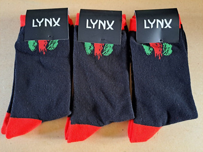 Mens Socks Lynx Africa 3 Packs Size 7-11 Black Red | eBay UK