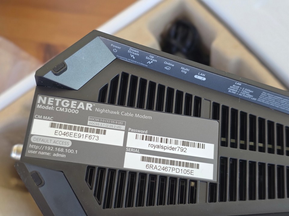 Netgear Nighthawk CM3000 Multi-Gig 2.5Gbps Cable Modem With DOCSIS 3.1 ...