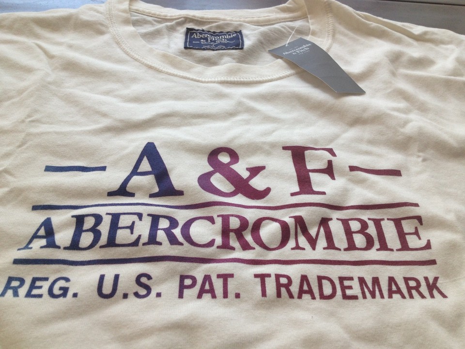 【New】Abercrombie & Fitch Men's【A&F TRADEMARK Logo Graphic Tee】Cream ...
