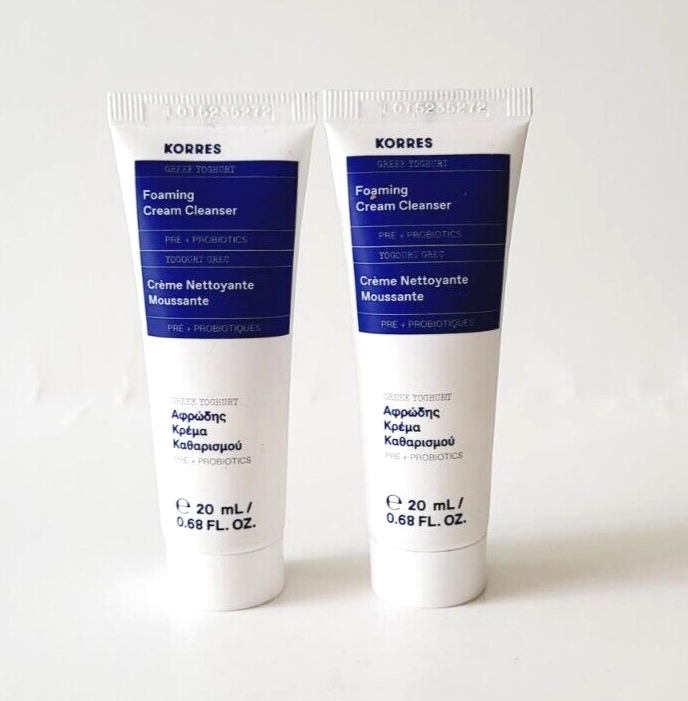 2 KORRES FOAMING CREAM CLEANSER Pre + Probiotics Greek Yogurt 0.68 fl ...