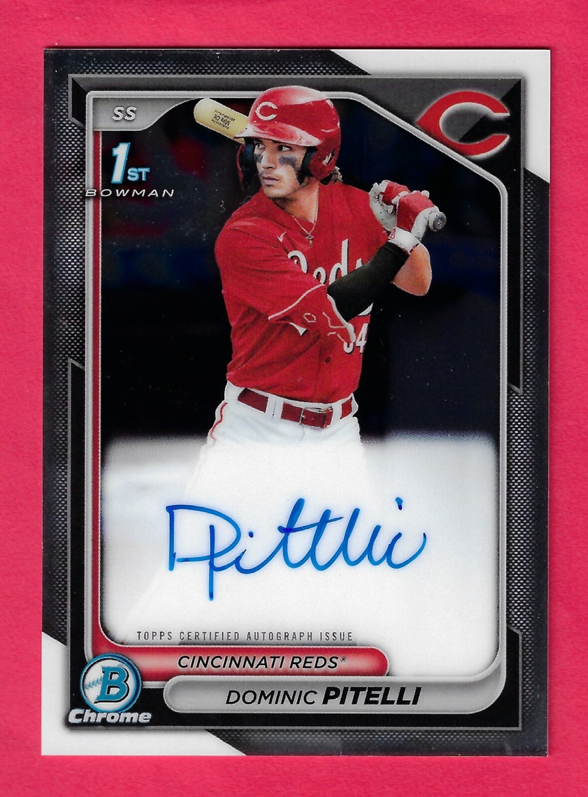 DOMINIC PITELLI 2024 Topps 1st Bowman Chrome Prospect AUTO CPA-DPI Reds ...