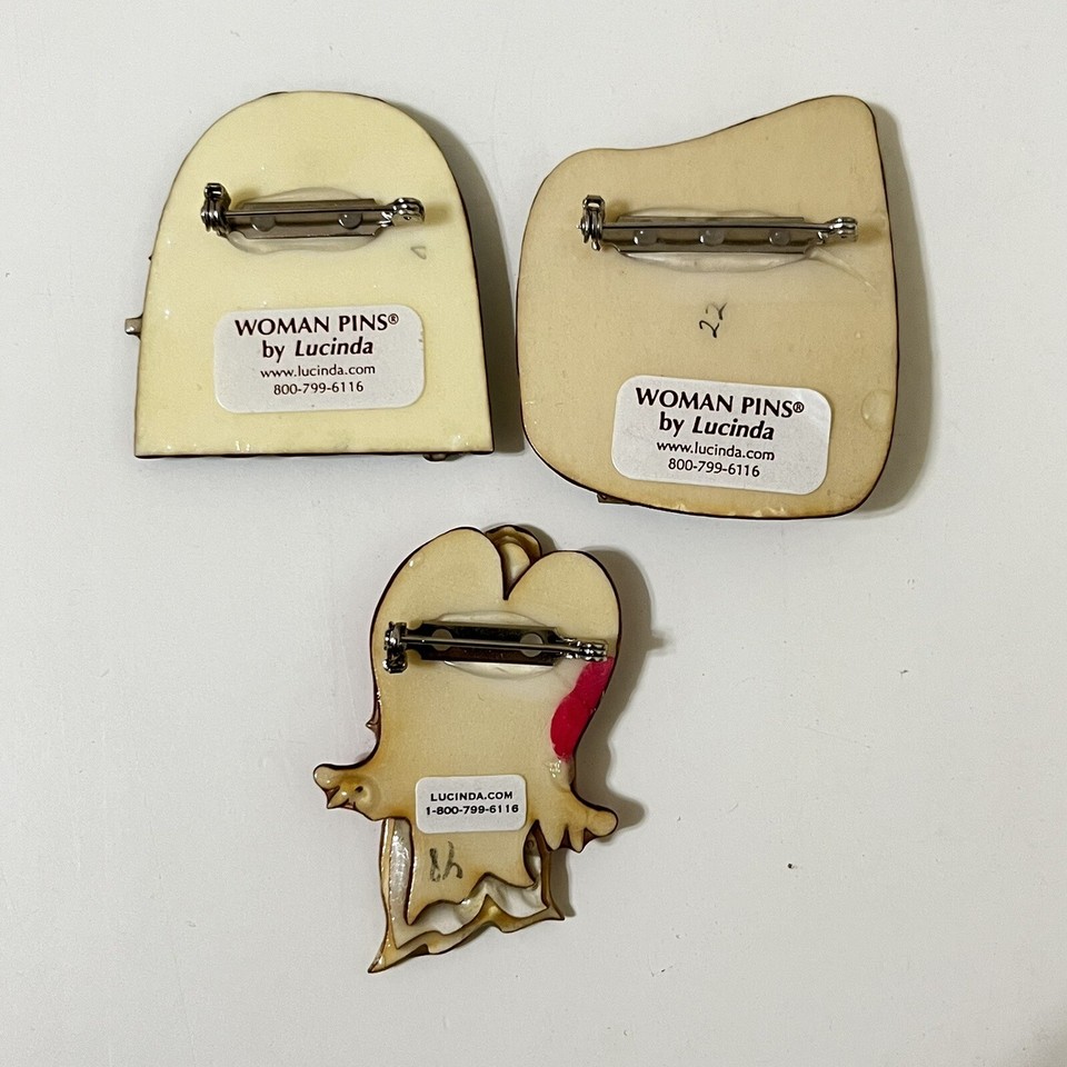 Vintage Woman Pins by Lucinda Lot of 3 3-D Brooches Angel Beach Home | eBay
