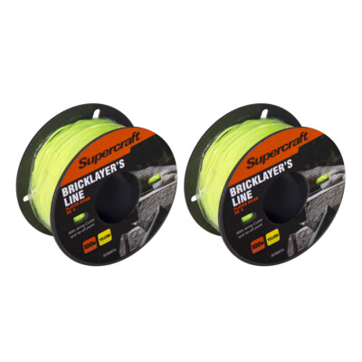 2x Supercraft Brickline String Line No.8 Yellow 100m High Visibility ...