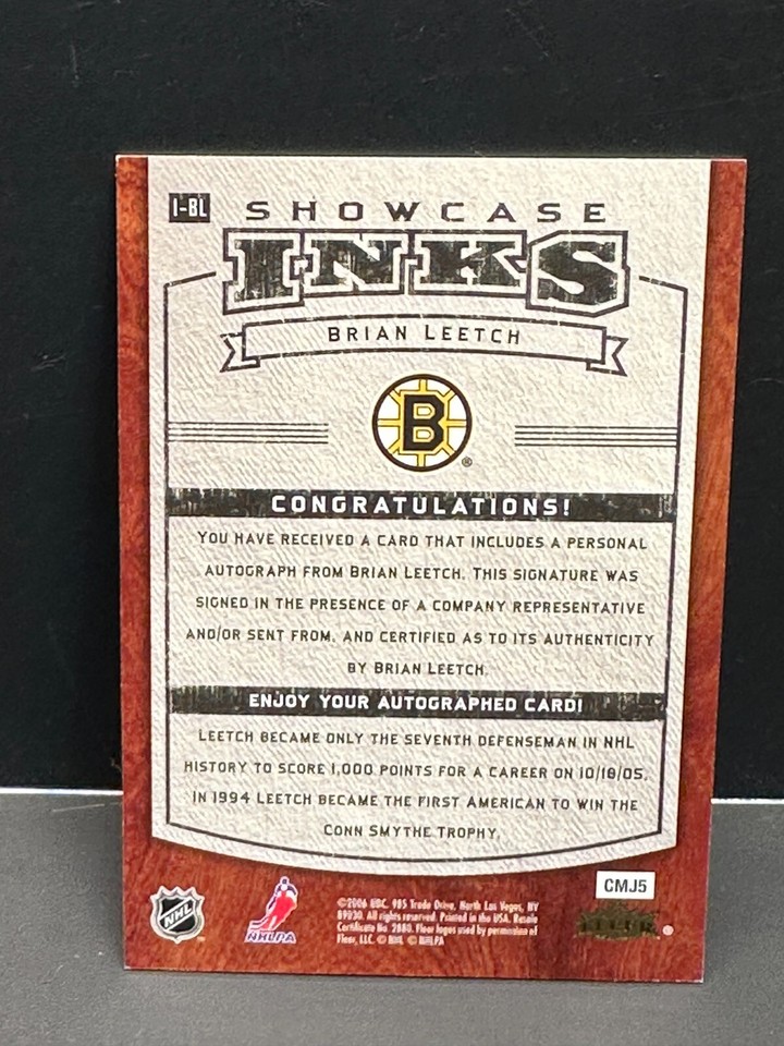 Brian Leetch 2006-07 Flair Showcase Auto Showcase Inks Autograph Bruins ...