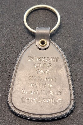 BURKHART OLDSMOBILE GMC HARVARD ILLINOIS KEYCHAIN FOB KEYRING (HEAVILY ...