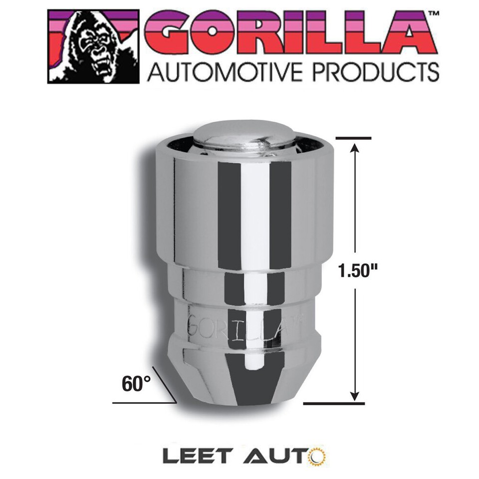 [2 Keys] Gorilla Guard Wheel Locks, 12mm x 1.25, Bulge Acorn, Chrome ...