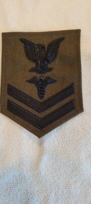 VINTAGE US NAVY CORPSMAN PETTY OFFICER 2c GREEN RATE PATCH - VERY NICE ...