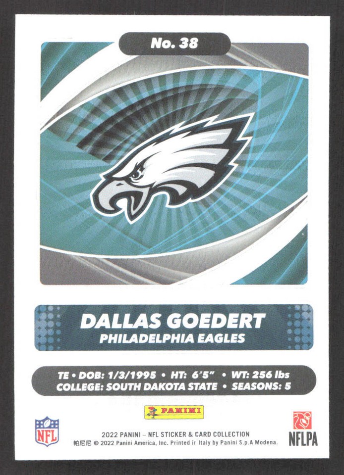 2022 Panini Sticker & Card Collection Dallas Goedert #38 Blue 019/275 ...