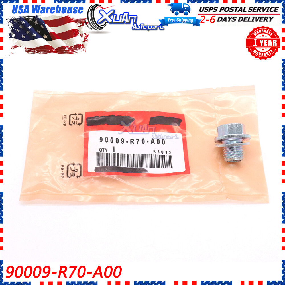 90009-R70-A00 Engine Oil Pan Drain Bolt Plug with Washer For Honda ...