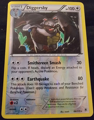 Reverse Holo Foil Diggersby # 88/119 XY Phantom Forces Set Pokemon ...