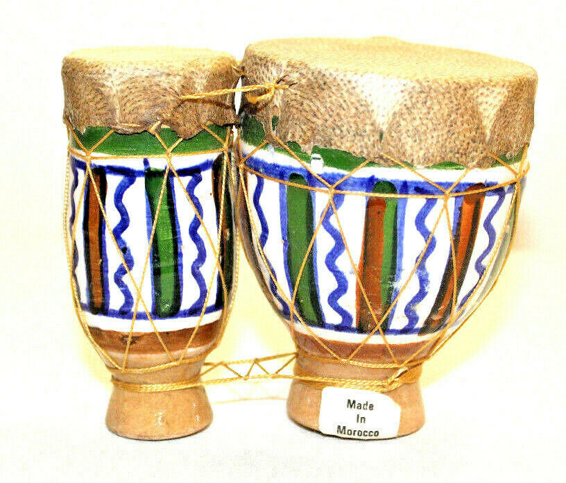 MINIATURE Drum Moroccan Authentic Bongos Handmade Percussion INSTRUMENT ...