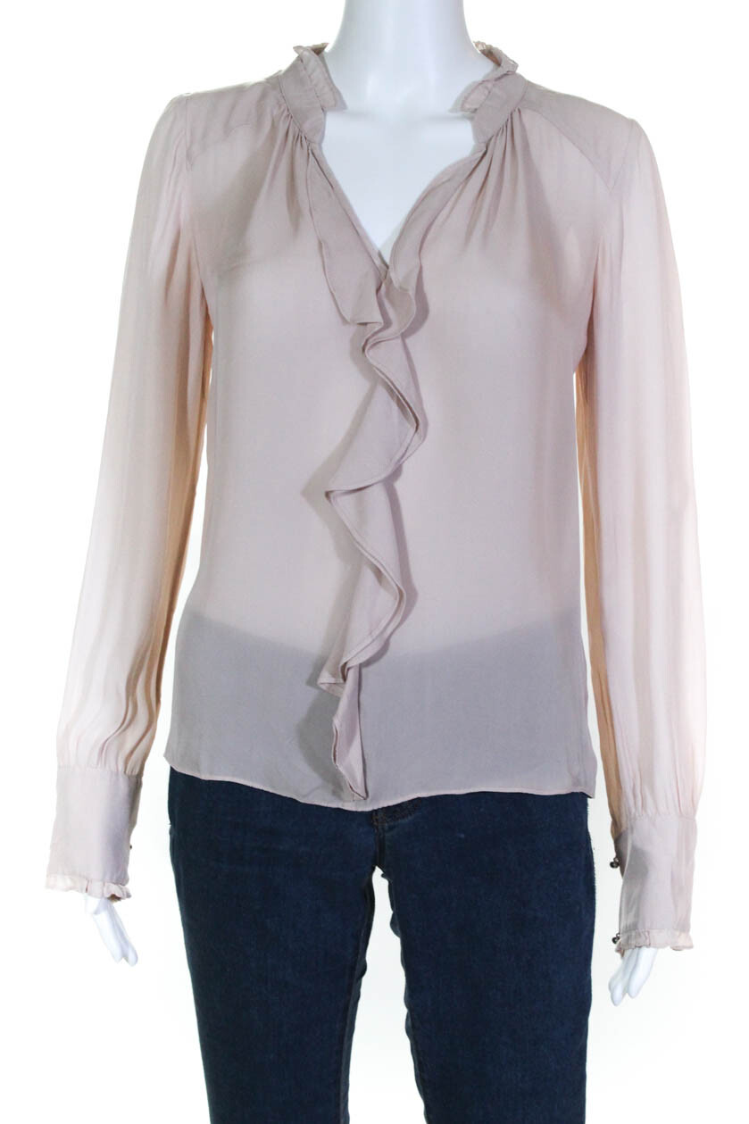 Parker Womens Tilly Silk Blend Ruffle Blouse Pink Siz… - Gem