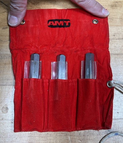 Vintage AMT Wood Chisels Set of 3 in Red Velvet Pouch - Woodworking ...