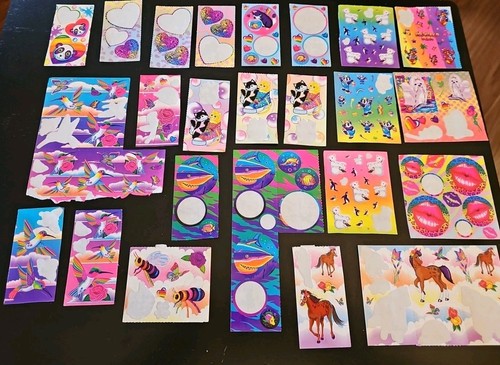 Vintage Lisa Frank Stickers Lot Hearts Panda Cat Horse Dog Shark ...