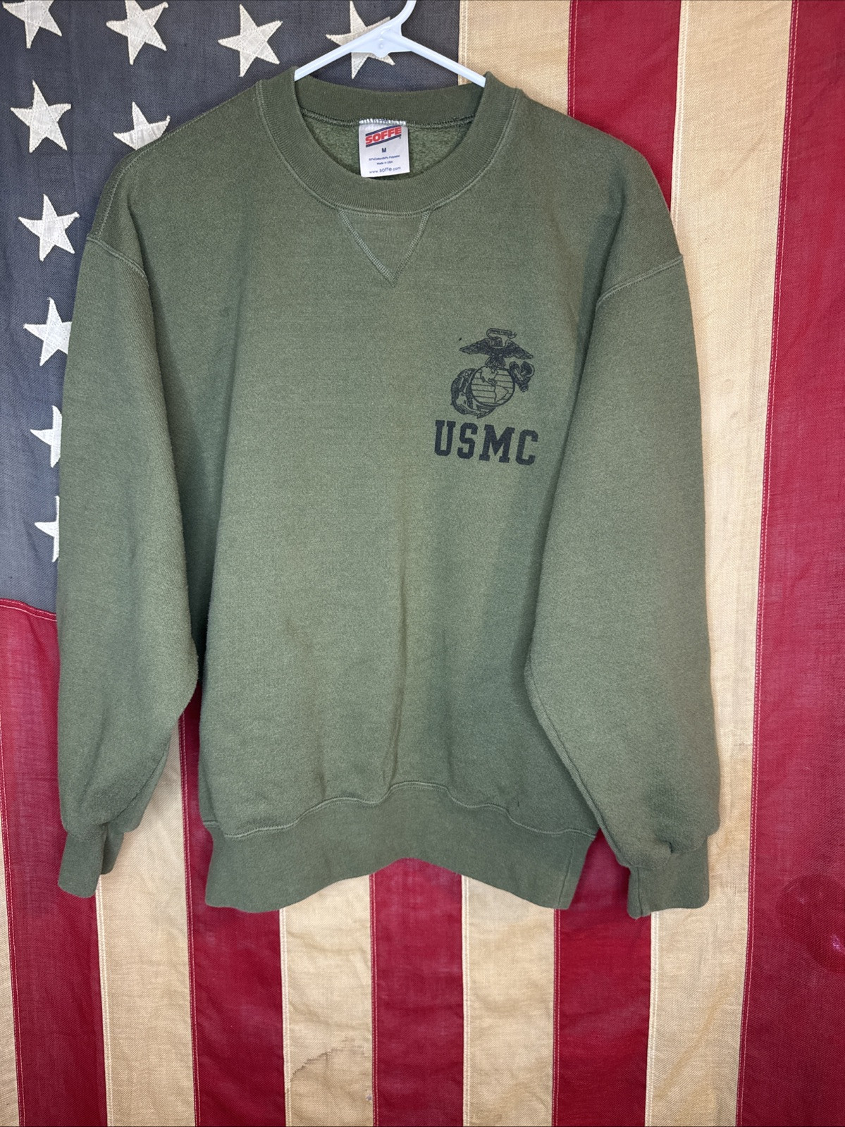 MEDIUM USMC MARINE CORPS PT OD GREEN SWEATSHIRT MADE … - Gem